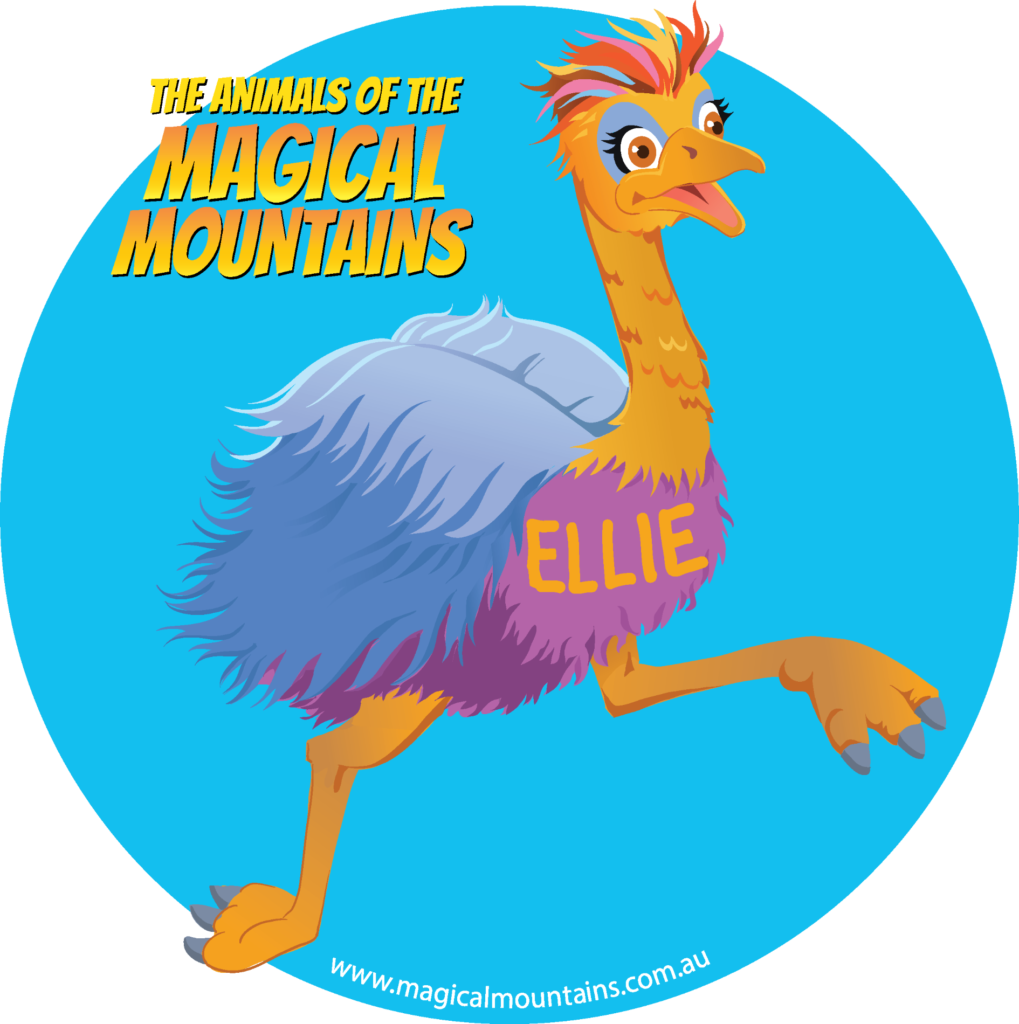 Ellie Emu Blue Circle Sticker | The Magical Mountains