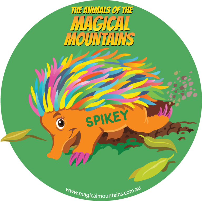 Spikey Echidna Green Circle Sticker | The Magical Mountains
